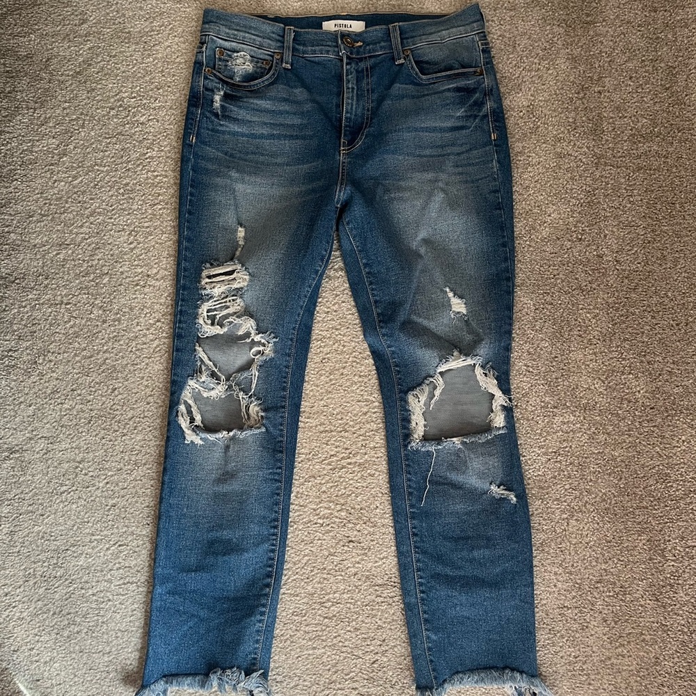 Pistola Distressed Light Wash Jean - Gem